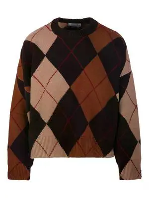 BEYOU Argyle-pattern Sweater - Brown