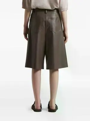 Peserico Pleated Leather Shorts
