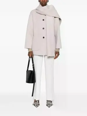 THE DYNAMIS STUDIO Buttoned Single-breasted Wool Coat With Patch Pockets - Neutrals