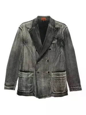 Barena Venezia Ribbed Double-Breasted Jacket Metallic And Gray