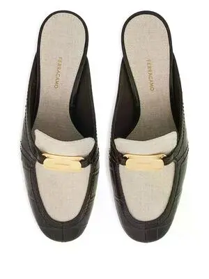 FERRAGAMO Crocodile-effect Mules