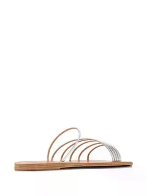 ANCIENT GREEK SANDALS Adriani Metallic Leather Flat Sandals - Silver