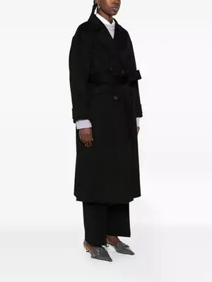 THE DYNAMIS STUDIO Belted Double-breasted Coat - Black