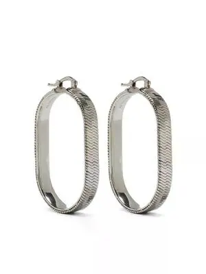 JIL SANDER Textured Oval Hoop Earrings - Silver