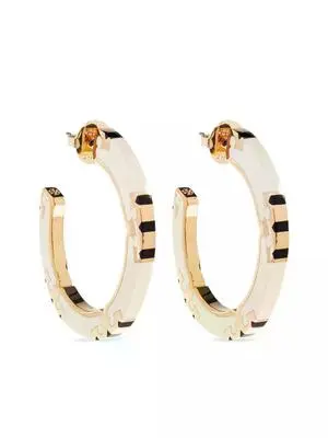 Tory Burch Logo-plaque Hoop Earrings - White