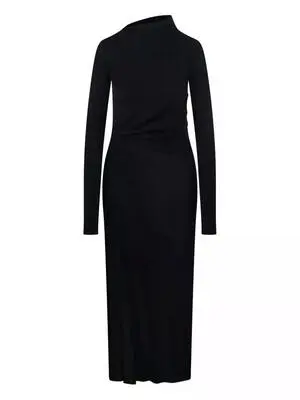 Sportmax Asymmetric-neck Gathered Day Dress - Black