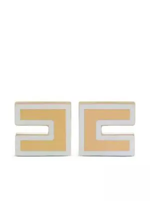 Elisabetta Franchi Logo Square Stud Earrings - Gold