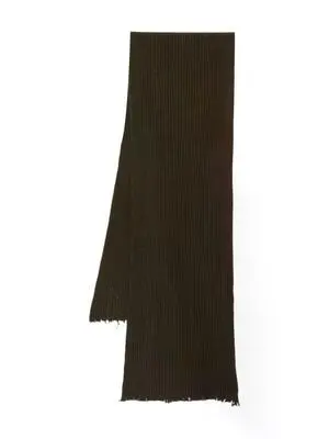 UMA WANG Ribbed Frayed-edge Scarf - Green
