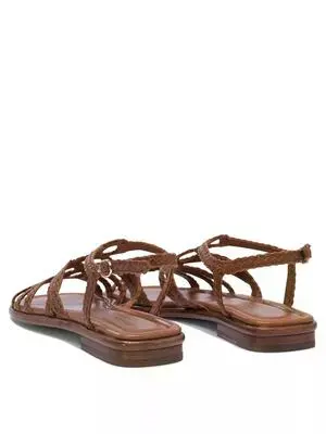 TONI PONS Braided Leather T-bar Flat Sandals