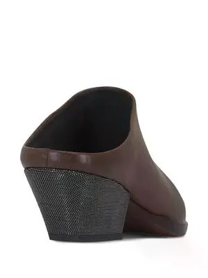 Brunello Cucinelli Square-toe Leather Mules - Brown