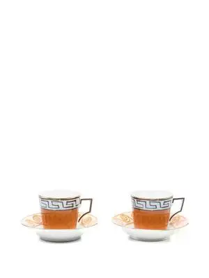 GINORI 1735 Greek-key Porcelain Coffee Set - Brown