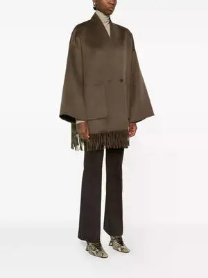 THE DYNAMIS STUDIO Fringed Patch-pocket Coat - Brown