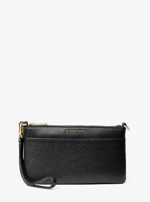 Michael Kors Jet Set Medium Pebbled Leather Wristlet - Black
