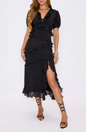 VICI Ruffle Detailed Slit Dress
