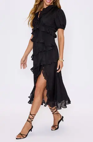 VICI Ruffle Detailed Slit Dress