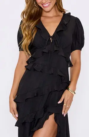 VICI Ruffle Detailed Slit Dress