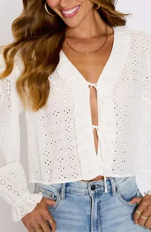 VICI Cotton Broderie Anglaise Crop Top