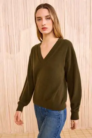 Ulla Johnson Ryla Cashmere V-neck Pullover - Hunter