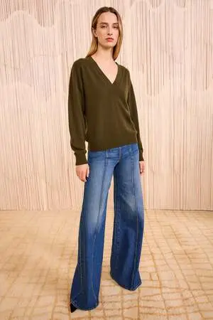 Ulla Johnson Ryla Cashmere V-neck Pullover - Hunter