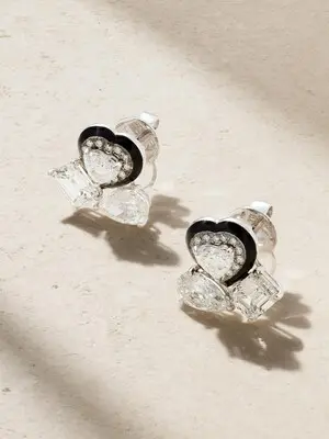 KAMYEN 18-karat White Diamond, And Enamel Earrings - Gold