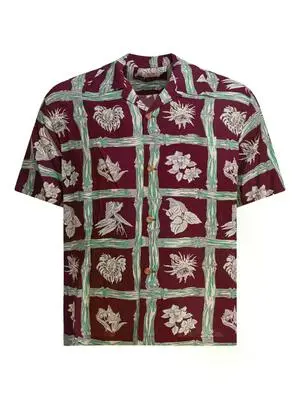 SUN SURF Printed Rayon Shirt - Red