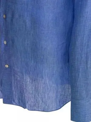 BORRIELLO NAPOLI Long-sleeve Linen Shirt - Blue