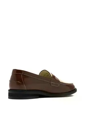DUKE + DEXTER Woven-panels Leather Loafers