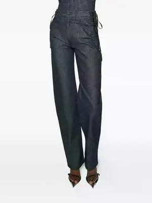 MUGLER Lace-up Straight Jeans