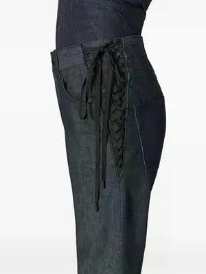 MUGLER Lace-up Straight Jeans