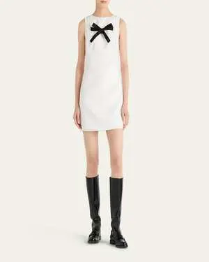 Prada Tela Natte Bow Sleeveless Mini Dress