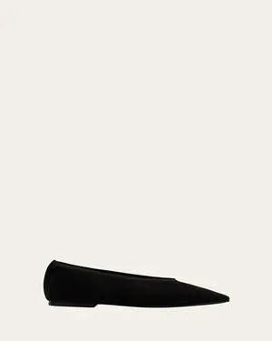 TOTEME Garderob Suede Ballerina Flats - Black