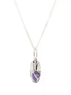 CAPSULE ELEVEN Capsule Amethyst Cabochon Pendant Necklace - Silver