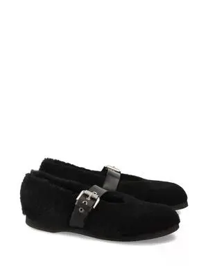 Premiata Buckle-fastening Shearling Ballet Flats