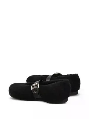 Premiata Buckle-fastening Shearling Ballet Flats