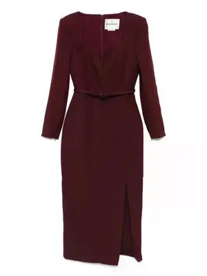 Roland Mouret Square-neck Belted Midi Dress