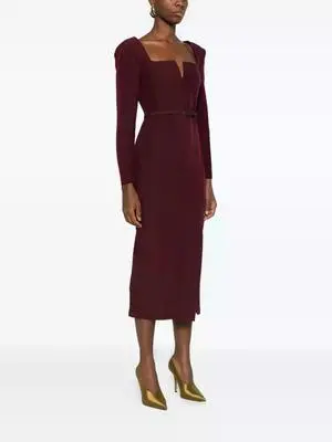 Roland Mouret Square-neck Belted Midi Dress
