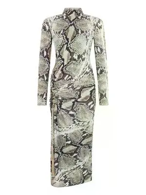 Roberto Cavalli Python-print Ruched Midi Dress