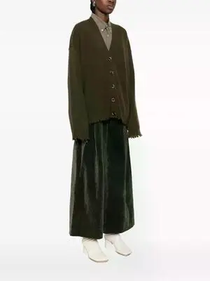 UMA WANG Frayed Buttoned Cardigan - Green