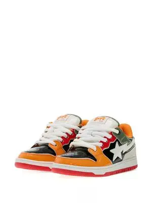 A BATHING APE Sk8 #1 Star-patch Patent-leather Sneakers - Orange