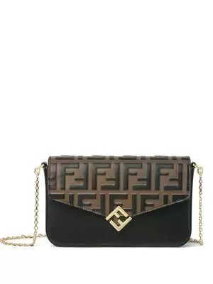 Fendi Ff-embossed Flap Wallet-on-chain - Black