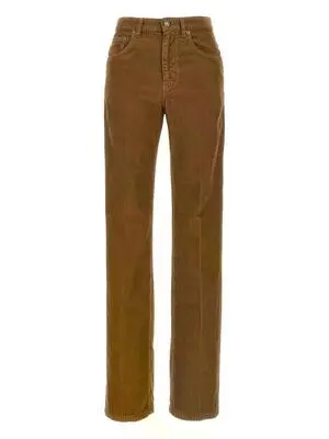 Saint Laurent Pleat-detail Corduroy Trousers - Brown