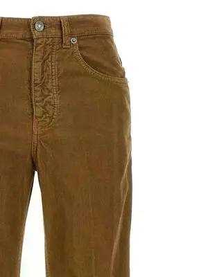 Saint Laurent Pleat-detail Corduroy Trousers - Brown