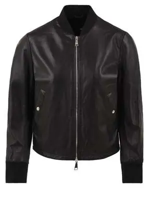 Add Leather Zip-up Jacket - Black