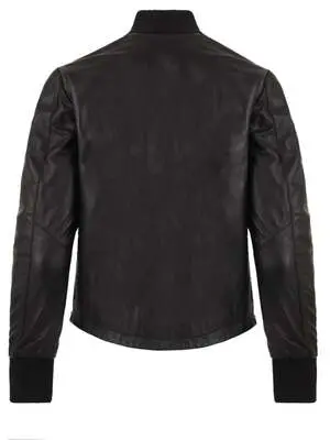 Add Leather Zip-up Jacket - Black