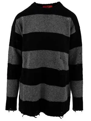 ANIYE BY Striped Distressed Sweater