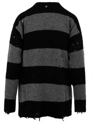 ANIYE BY Striped Distressed Sweater