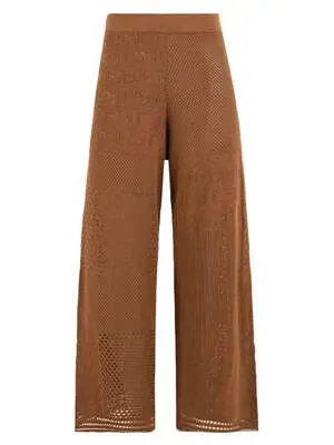 AKEP Crochet Palazzo Pants - Brown
