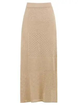 AKEP Knitted Lace Stitch Long Skirt