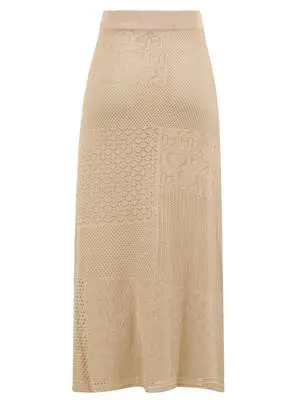 AKEP Knitted Lace Stitch Long Skirt