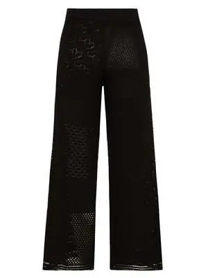 AKEP Patchwork Crochet Palazzo Trousers - Black